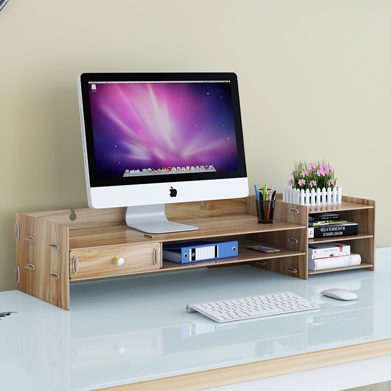 เดสก์ทอปจอแสดงผลคอมพิวเตอร์เพิ่มขึ้นชั้นวางฐานวงเล็บสูงชั้นวางสำนักงานเดสก์ทอปจัดเก็บจบชั้นวาง ...