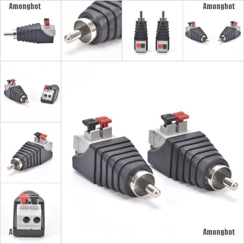 Amonghot New 2Pcs Speaker Wire AV Cable To Audio Male Rca Connector ...