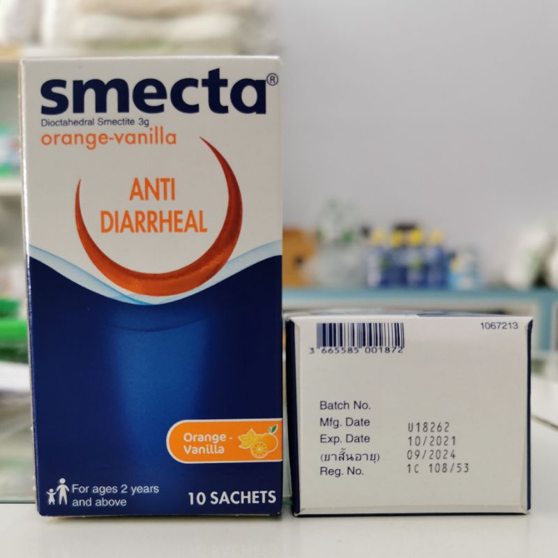 Smecta ช่วยดูดซับพิษ บรรเทาอาการท้องเสีย แบ่งขายแพ็ค5ซอง หรือ10 ซอง ...