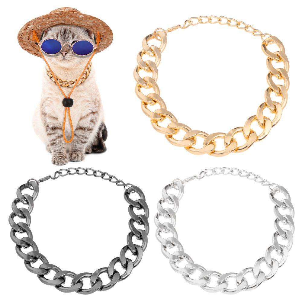 LY-HOME Animal Accessories Cat Collar Cuban Adjustable Dog Chain Gold ...