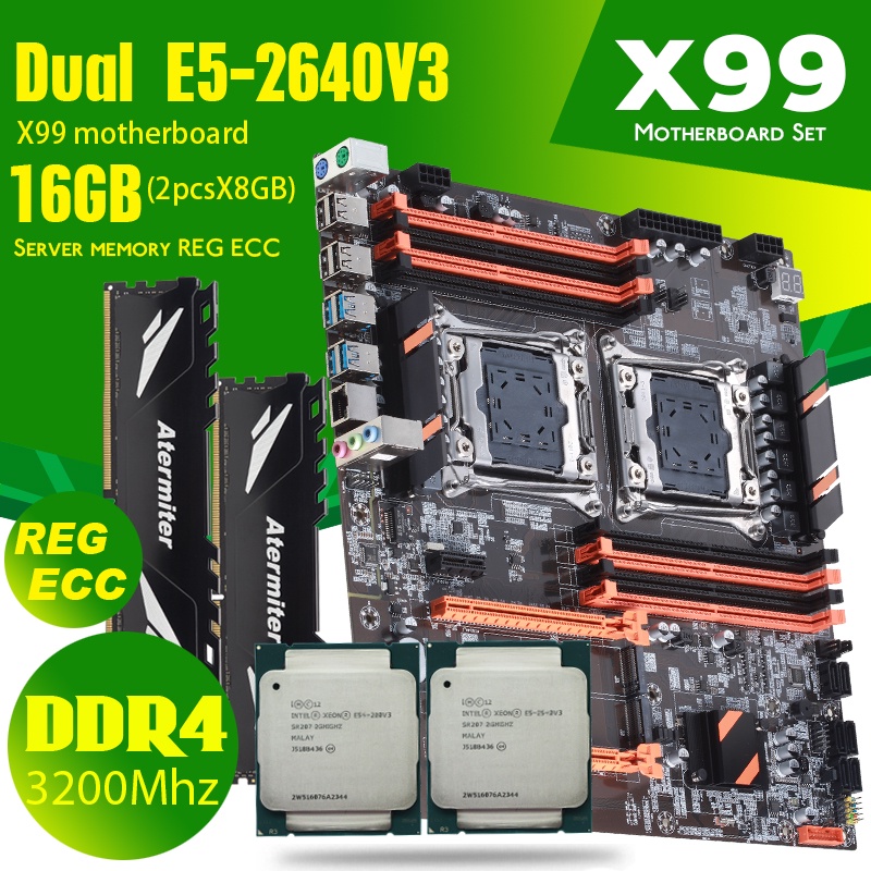 เมนบอร์ดDDR4 Dual X99 Motherboard With 20113 XEON E5 2640 V3*2 With 2 ...