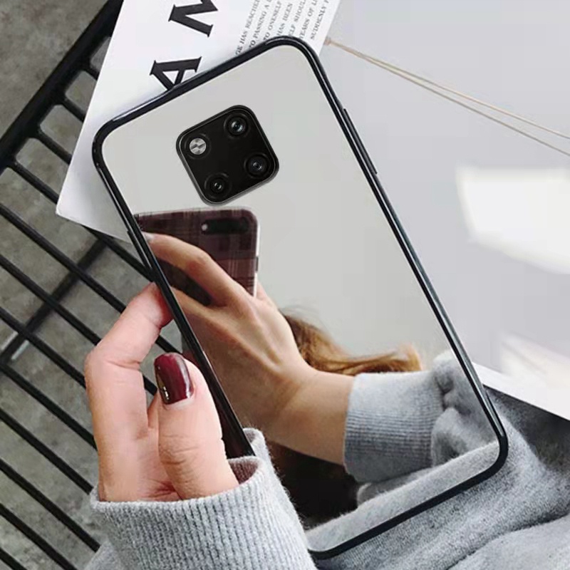 เคสโทรศัพท์มือถือ TPU ป้องกัน หรูหรา มีกระจกแต่งหน้า สีดํา สําหรับ HUAWEI Mate30 40 Pro P30 P40 ...