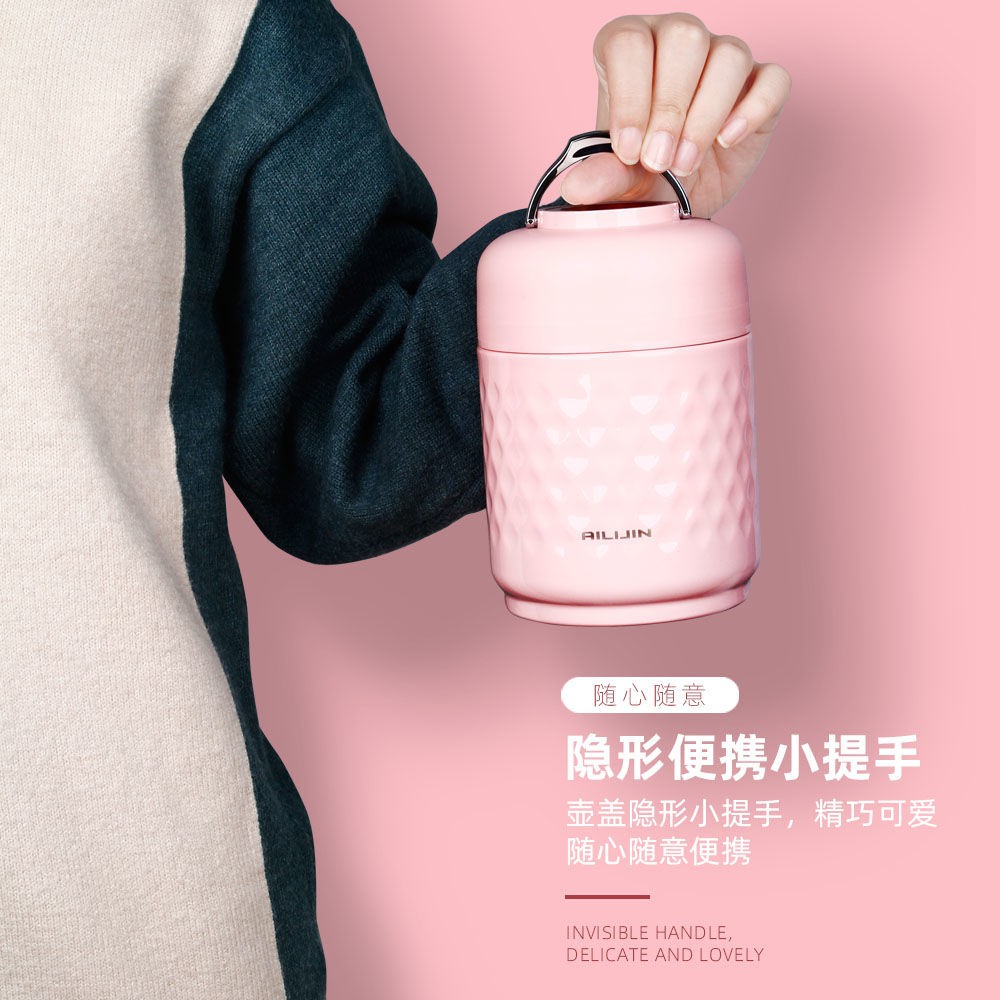 Ailijin 316 บีกเกอร์สแตนเลสตุ๋นบีกเกอร์ยัดไส้กล่องอาหารกลางวันฉนวนยาว ...