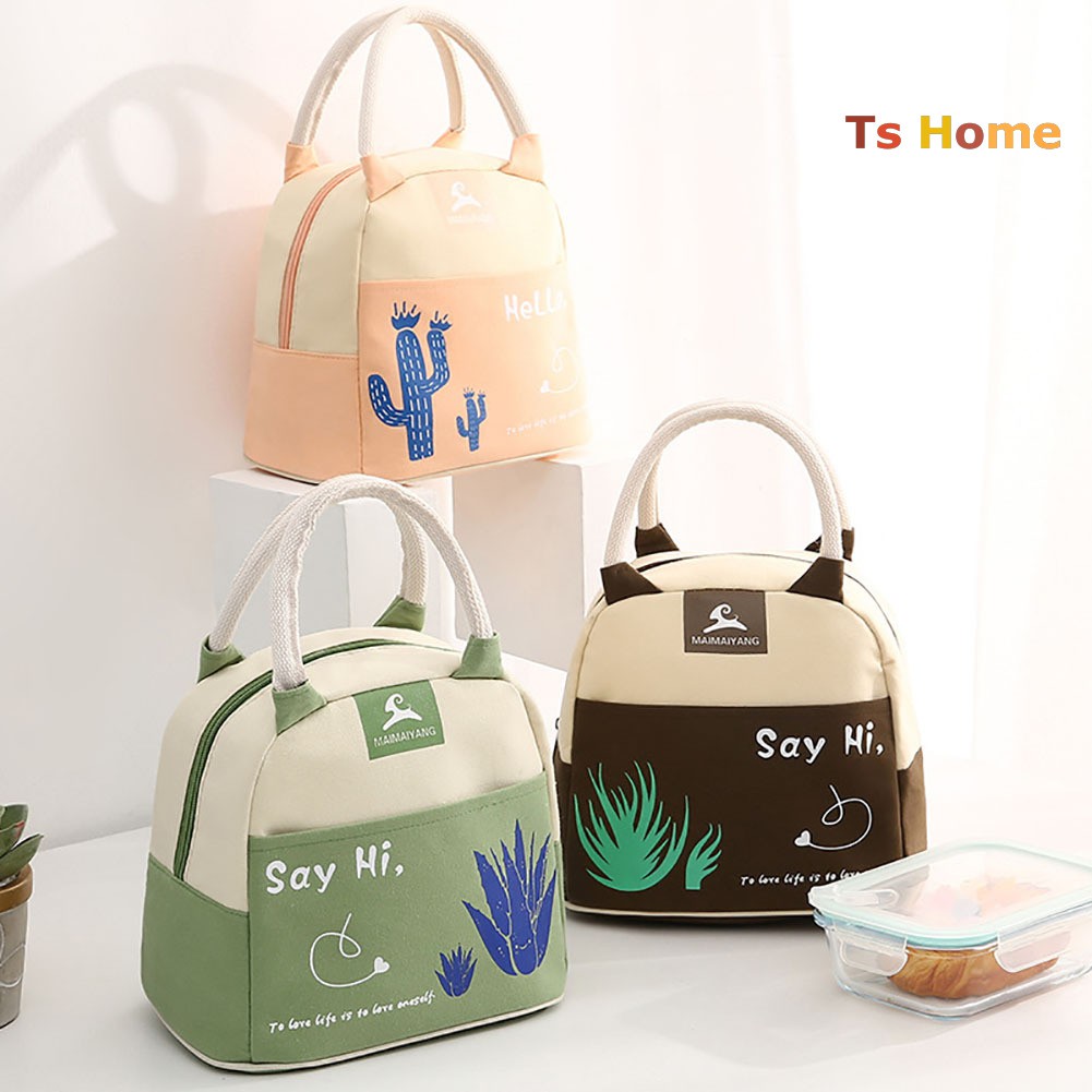 [TS] Cactus Print Thermal Heat Insulated Aluminum Foil Food Pouch Bento ...
