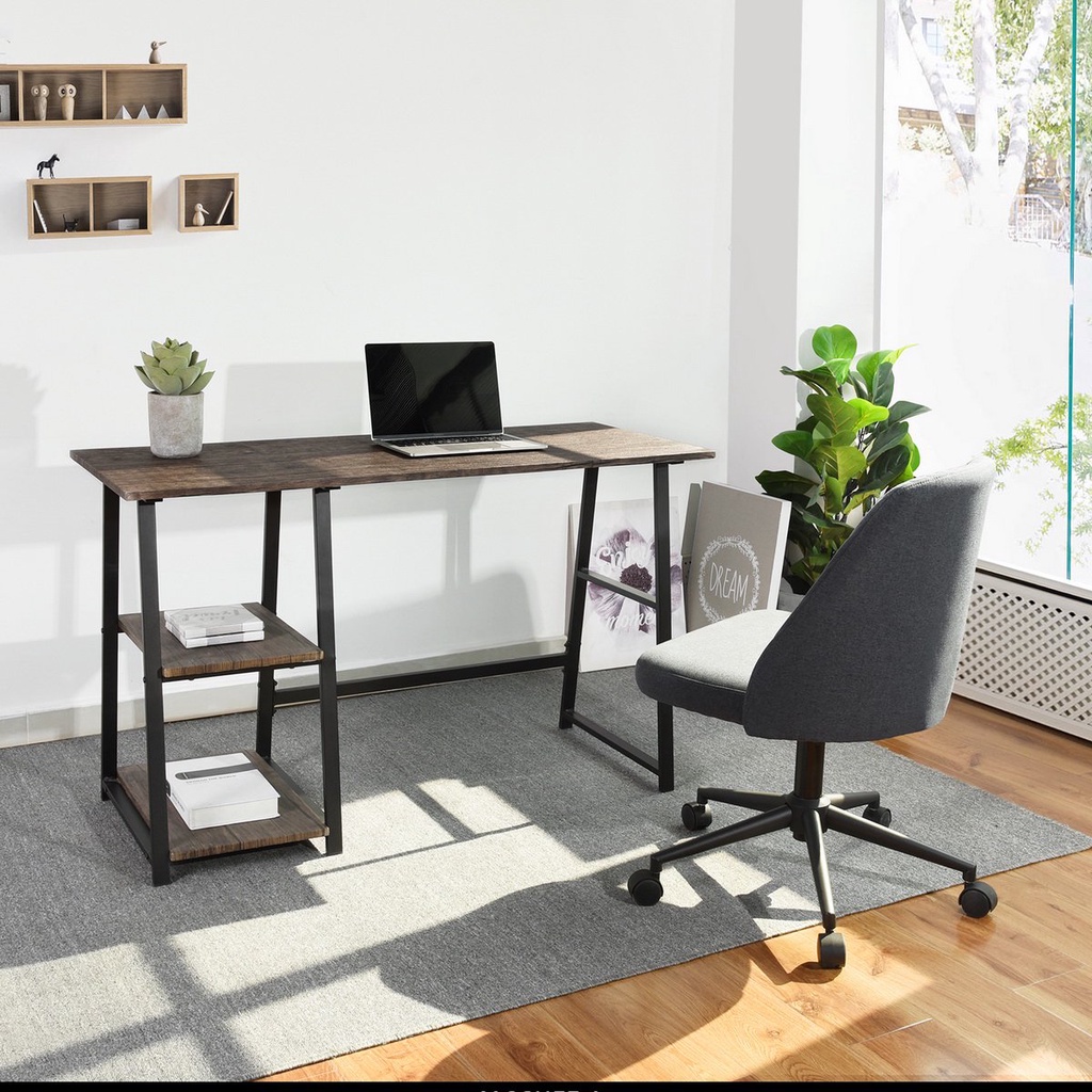โต๊ะทำงานสไตล์โมเดิร์นแบบมีชั้นวาง Computer desk with shelf ...