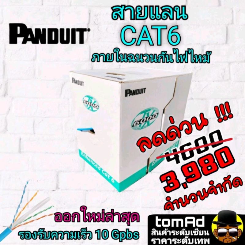 สายแลน Cat6 UTP Cable ยี่ห้อ Panduit CAT6 (Low smoke) สีฟ้า (305 m ...