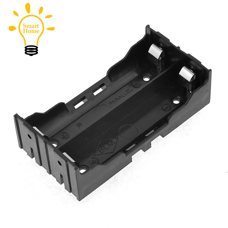 Black Battery Holder 4 Pins for 2x18650 Rechargeable Li-ion Batteries ...