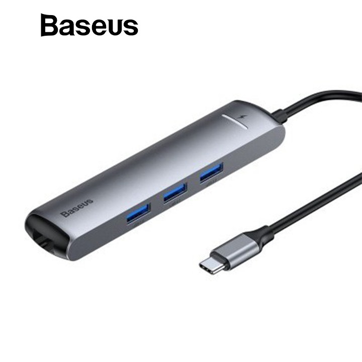 BASEUS 6in1 HUB Adapter HUB-J0G USB Type C to USB 3.0 HDMI RJ45 อุปกรณ์ ...
