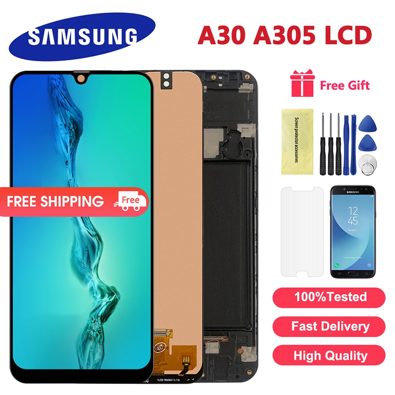 อะไหล่หน้าจอสัมผัส Lcd แบบเปลี่ยนสําหรับ Samsung Galaxy A30 A305 A305 ...