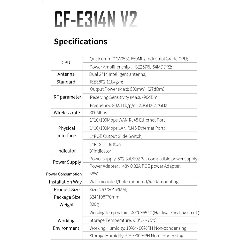 Authorized Distributor Original Comfast Cf-E 312A E314N 300Mbps 2.4Ghz 5.8Ghz เราน์เตอร์เสาอากาศ ...