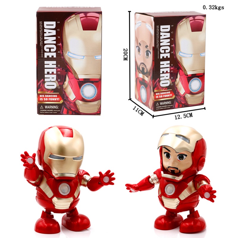 หม้อแปลงDancing Music Avengers Iron Man Robot Toy LED Flashlight Tony ...