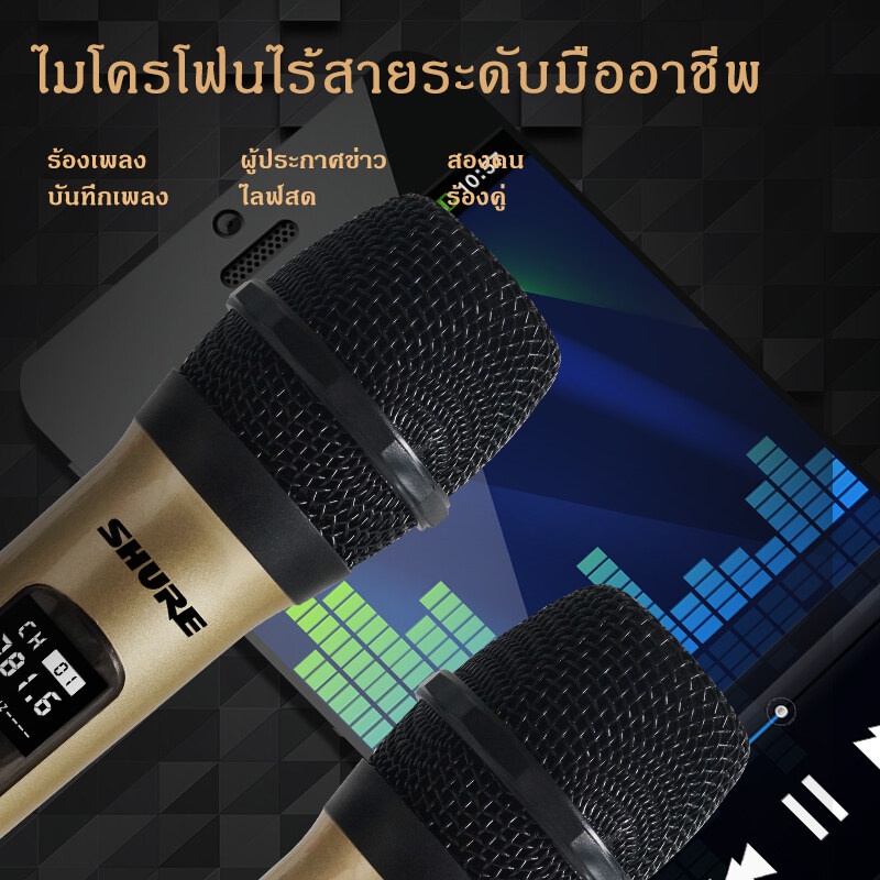 SHURE RM19 ไมค์ลอย คู่ UHF ปรับความถี่ได้ ความถี่ใหม่ กสทช เครื่องรับ ...