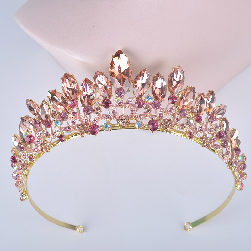 Fashion new peach color Wedding Hair tiara For Bride Crystal ...