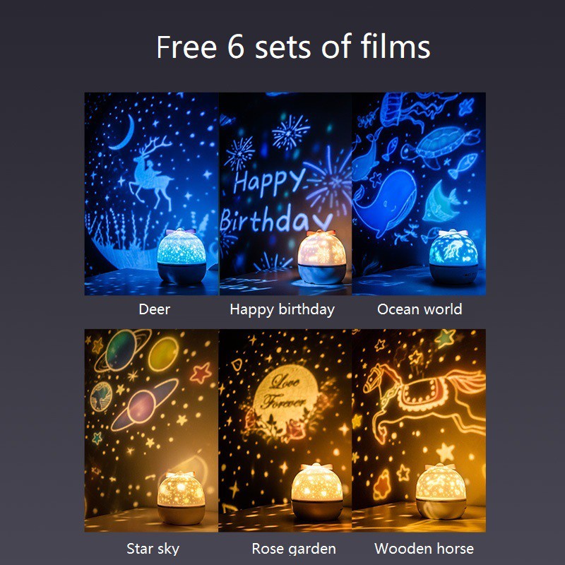 2021 NEW LED Night Light Projector lamp 360 Degree Rotation 6 ...