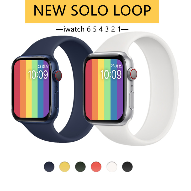 Apple Watch 6 Band Solo Loop สำหรับ Iwatch 5 4 3 2 38mm 40mm 42mm 44mm ...