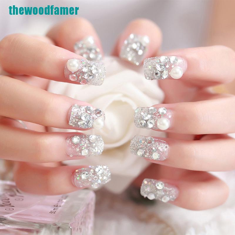 【the】24pcs Acrylic French Fake Finger Nails Full Cover False Nail Art