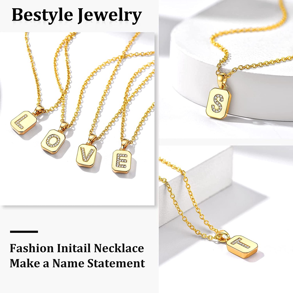 Bestyle สร้อยคอ จี้ตัวอักษร Cubic Zirconia เครื่องประดับ สําหรับผู้หญิง ...