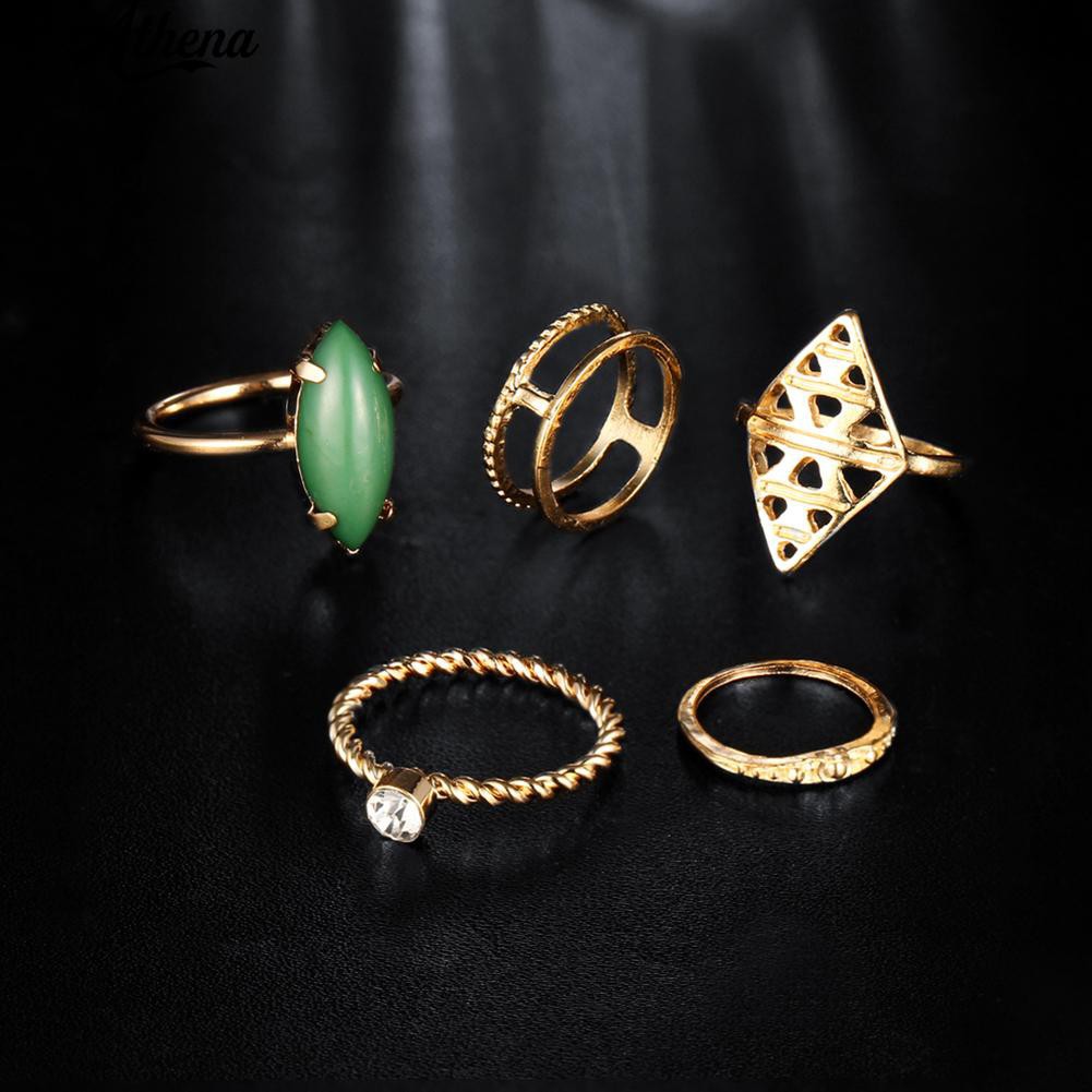 ATH_Lady Knuckle Midi Finger Carved Hollow Stacking Rings Set Boho Punk ...