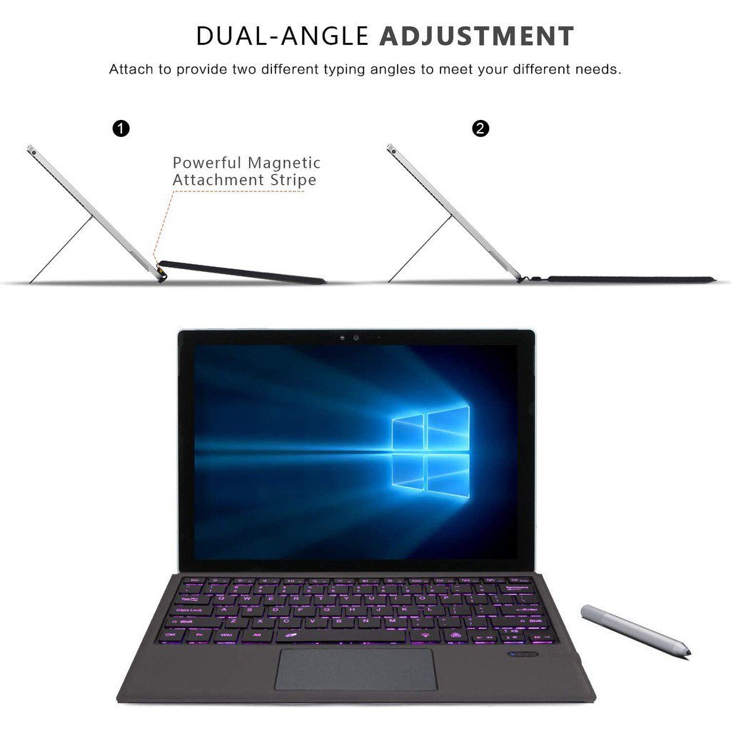 Ultra-Slim Surface Pro Wireless Bluetooth Keyboard for Microsoft Surface Pro7 / Pro 6 / Surface ...