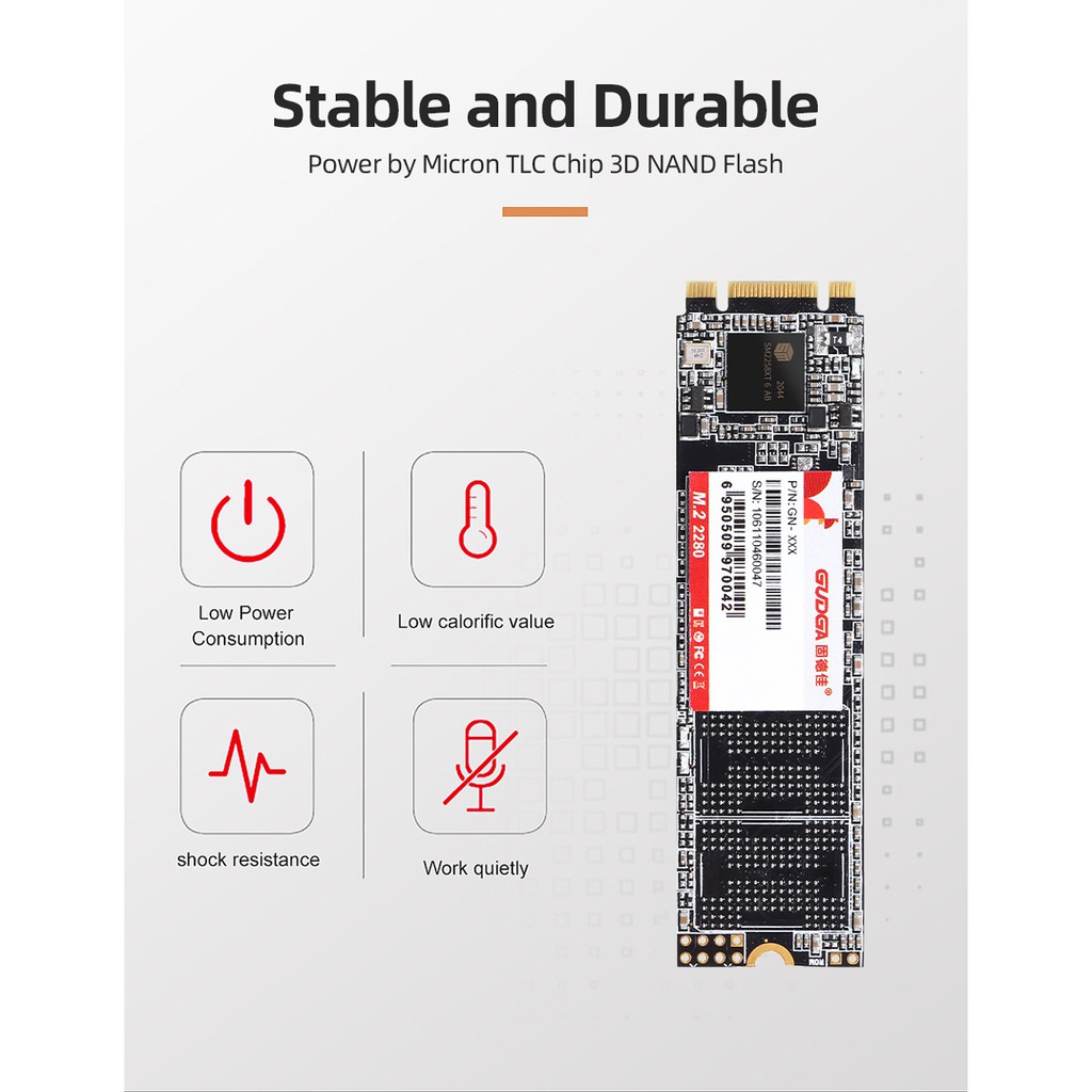 ฮาร์ดดิสก์：GUDGA M.2 NGFF SATA SSD 1TB 2TB Hard Drive Internal solid disk 64GB 128GB 256GB 512GB ...