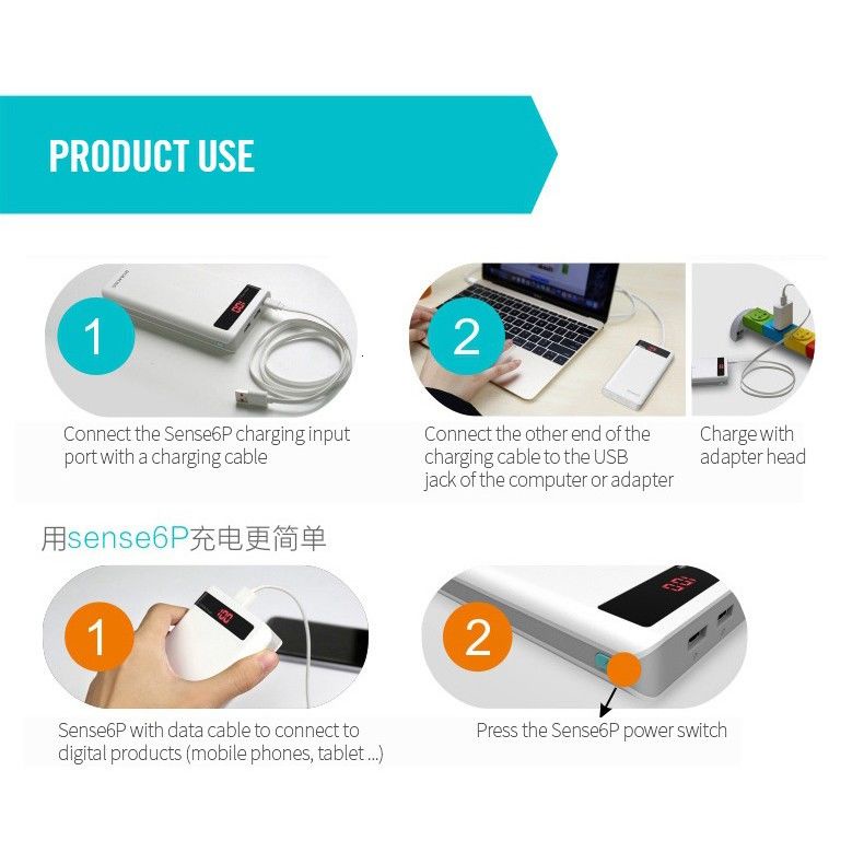 OriginalRomoss Sense 6P 20000mAh Power Bank And FREE rope skipping ...