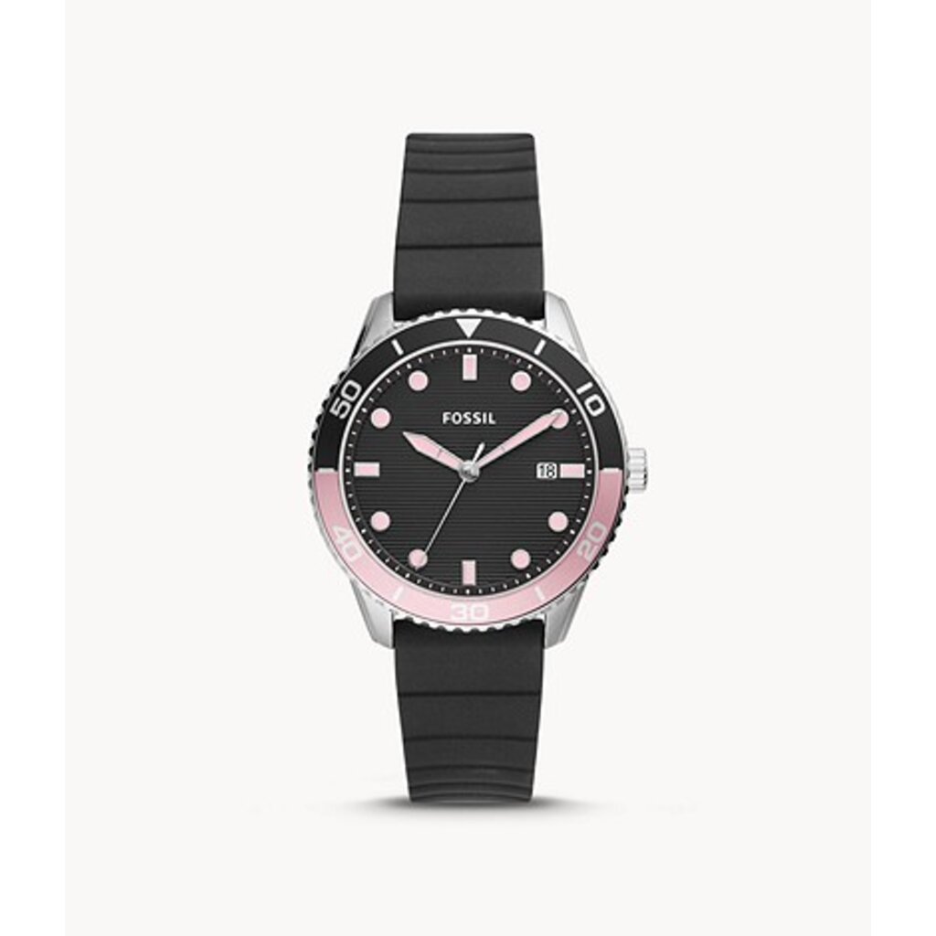 FOSSIL FOSSIL Dayle Three-Hand Date Black Silicone Watch BQ3628 BQ3628 ...