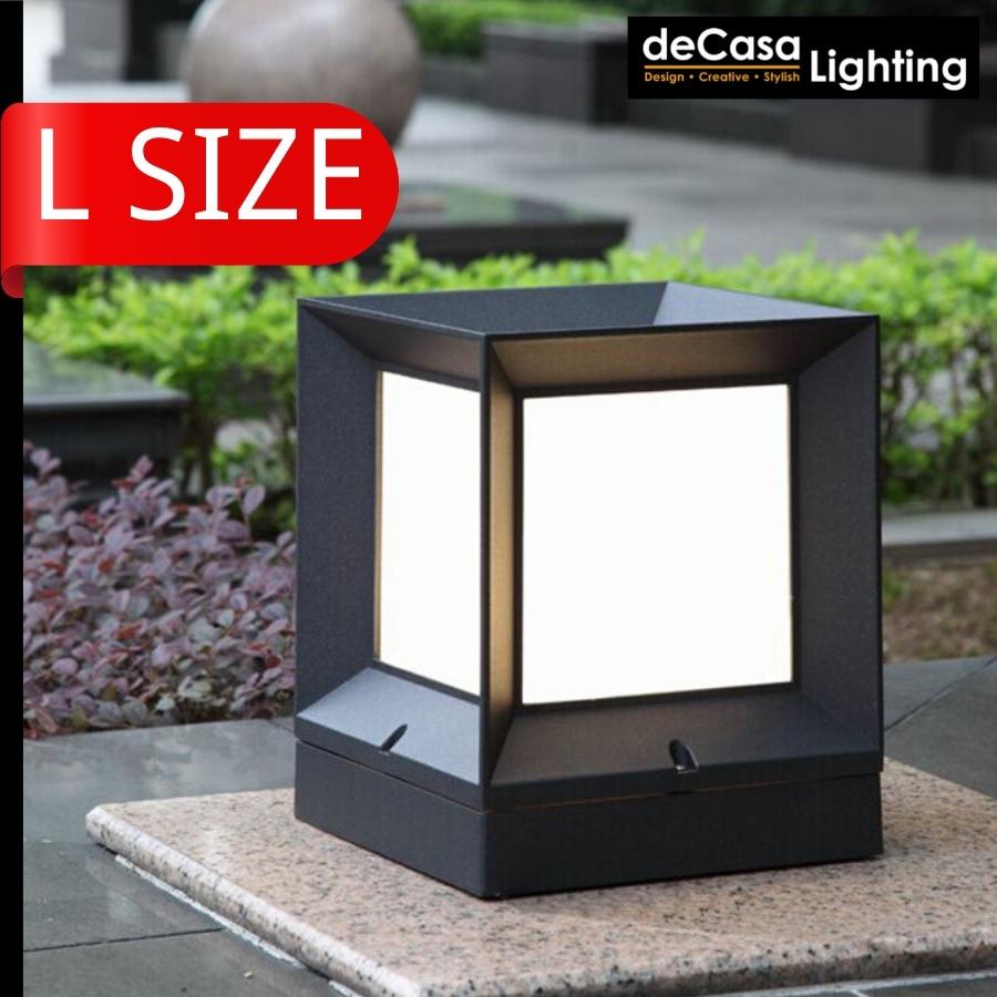 [ L SIZE ]Modern Black Cube Outdoor Pillar Light DECASA Weather Proof ...