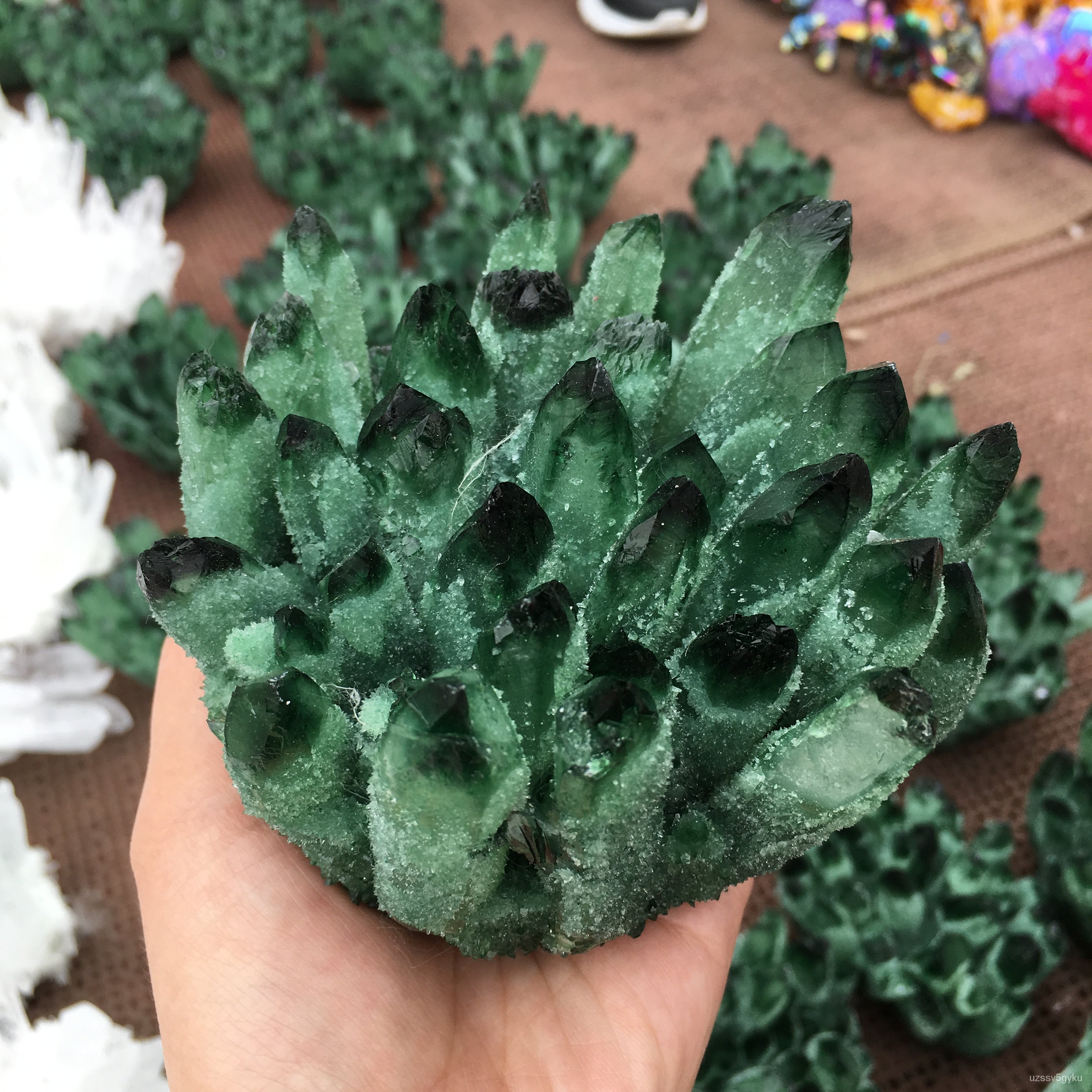 Natural Green Ghost Phantom Quartz Crystal Cluster Healing Specimen ...