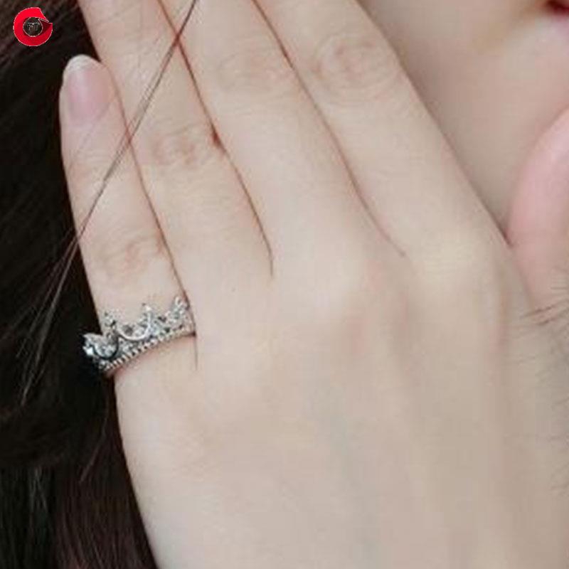 Womens Lady Girls Rhinestone Crystal Princess Queen Crown Finger Ring ...