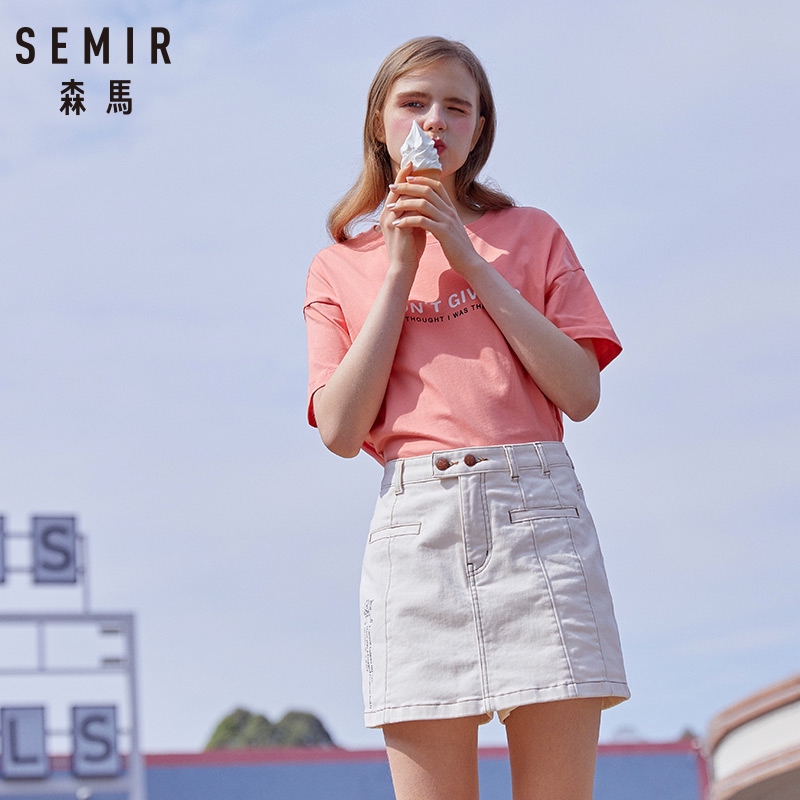 Senma เสื้อยืดแขนสั้นทรงหลวมแฟชั่นฤดูร้อนสําหรับสตรี 2020 ...