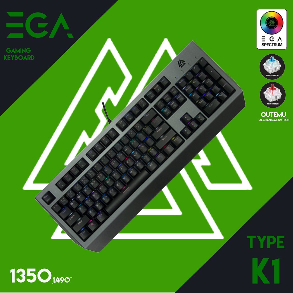 EGA KEYBOARD TYPE K1 (BLUERED) คีย์บอร์ดเกมมิ่ง มาโคร ปุ่มแมคคานิคอล ...