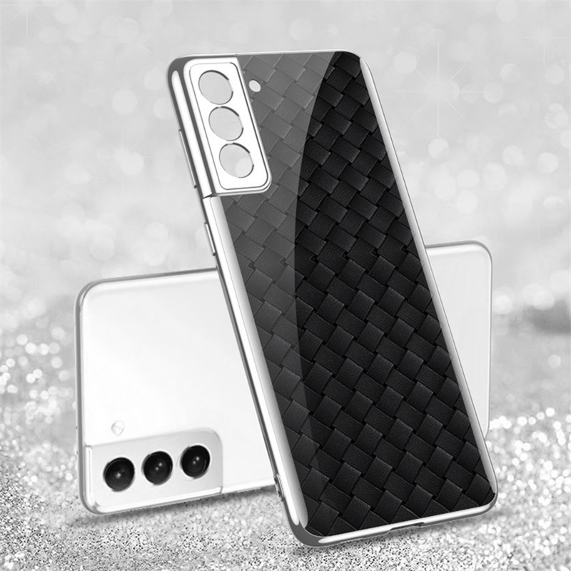 For Samsung Galaxy S21 Plus S21 Ultra Case Plating Tempered Glass Soft ...