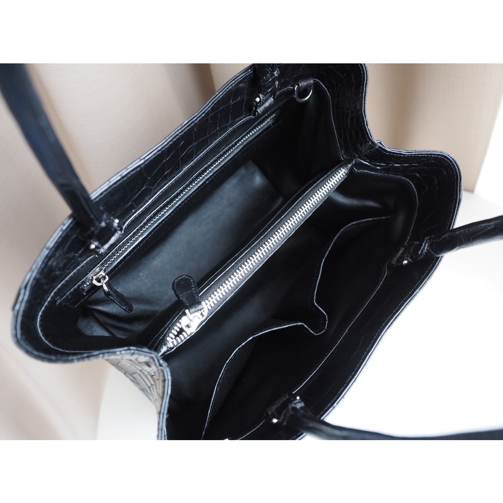 TARA-25 Black (crocodile leather bag) - ratcha_leather - ThaiPick