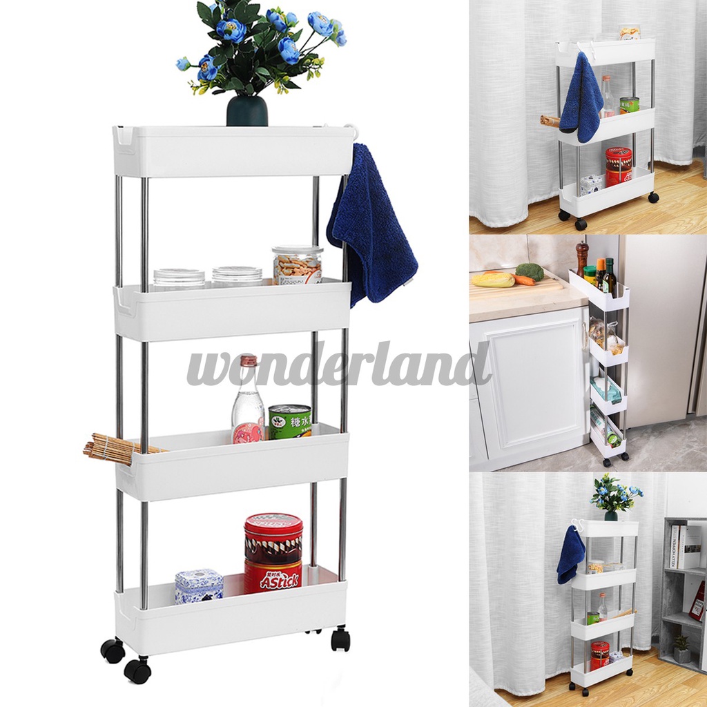 234 Layers Storage Rack Fridge Side Shelf Organizer Slim Space Saving ...