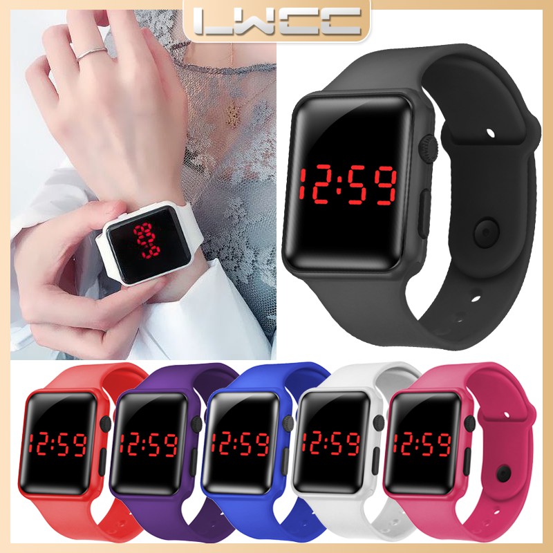 LWCC นาฬิกาข้อมือดิจิทัล หน้าจอ LED สายซิลิโคน สำหรับผู้ชาย ...