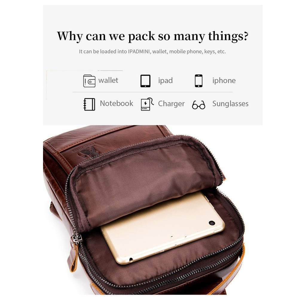 Laoshizi กระเป๋าคาดอกสะพายไหล่สําหรับผู้ชายหนังแท้กันน้ํา Crossbody ...