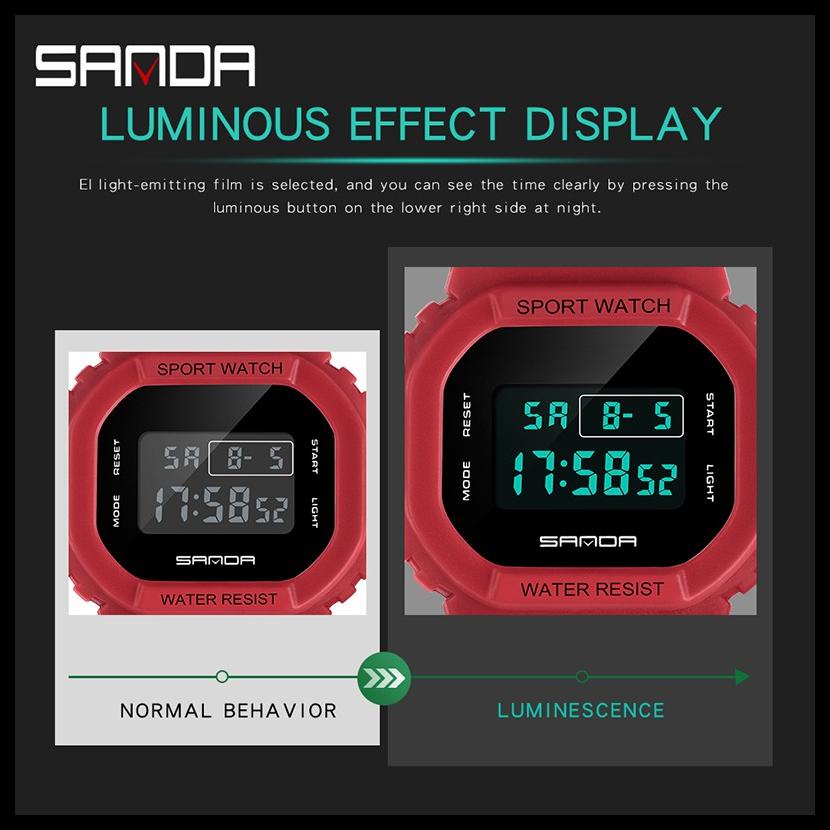 Sanda 293C นาฬิกาข้อมือดิจิทัล สายเชือกยางโครโนกราฟ ป้องกันน้ํา สําหรับ ...