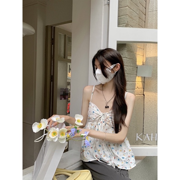 พรี 7 วันBonnie Goods Bunny Top สายเดี่ยวสีครีมลายดอกไม้ - bonnie.goods ...