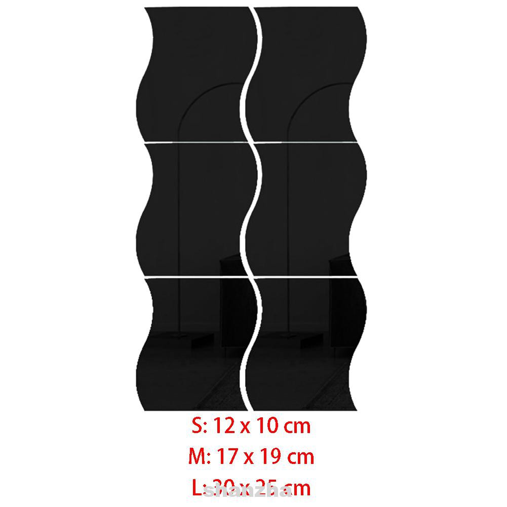 6pcs DIY Easy Install Home Decorative Mirror Surface Wave Shape Wall ...