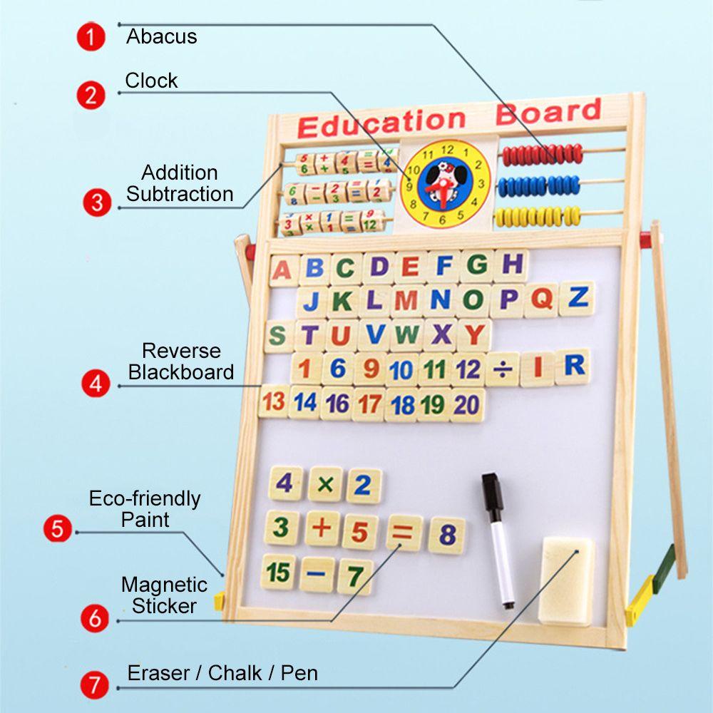 YEW Wooden Drawing Board Double-sided Educational Blackboard Picture ...