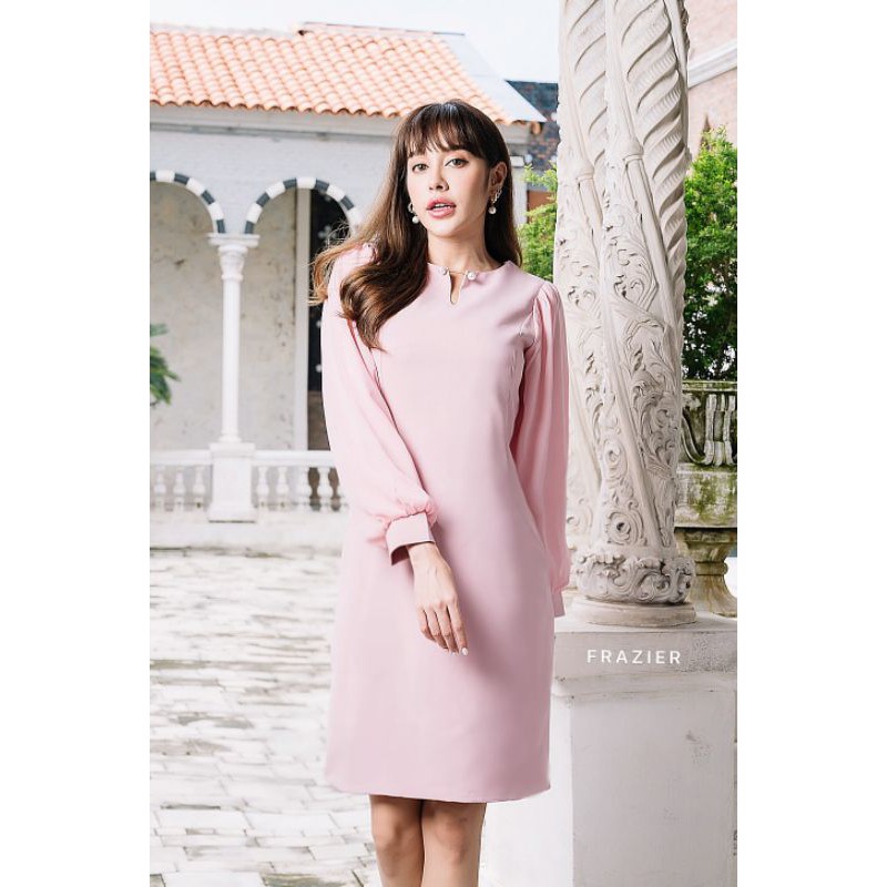 CH2223เดรสคอกลมผ่าแขนยาวชีฟองจั้ม (S.M.L.XL) - sakurangius - ThaiPick