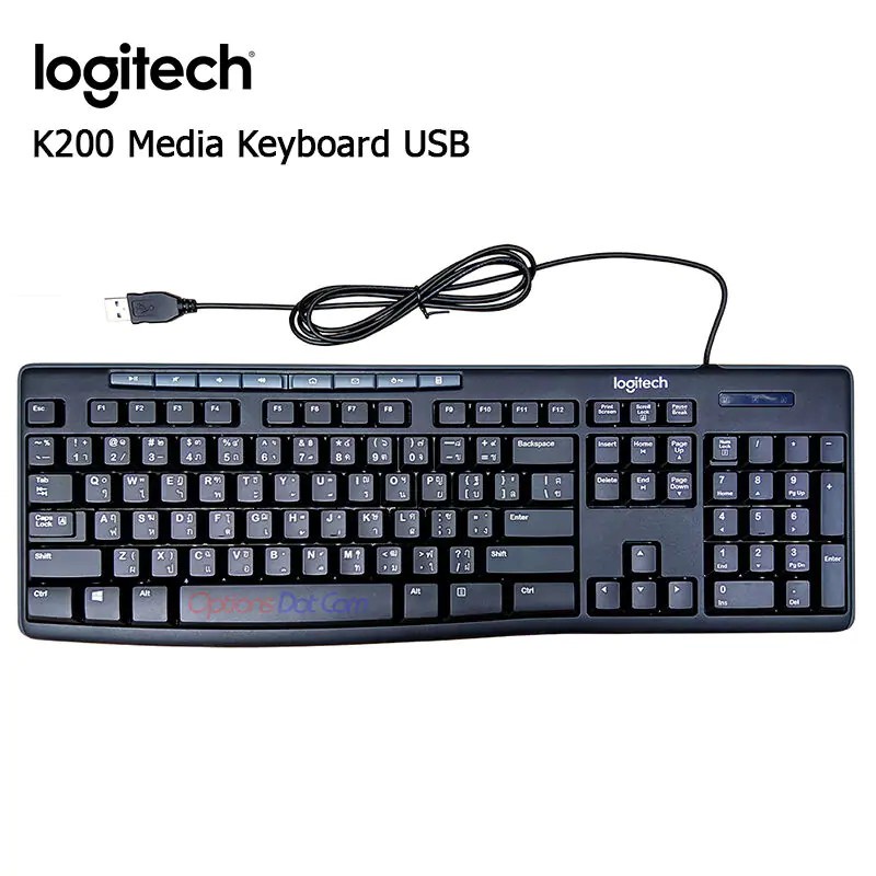 KEYBOARD (คีย์บอร์ด) LOGITECH K200 USB MEDIA (BLACK) คีย์ไทย-อังกฤษ ...