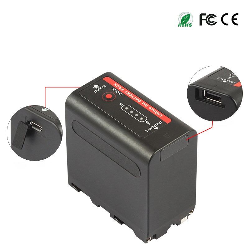 NP-F980970960950 (มีไฟบอกสถานะแบต) สำหรับ Sony F950 F960 F330 F550 F570 F750 F770 MC1500C npf980 ...