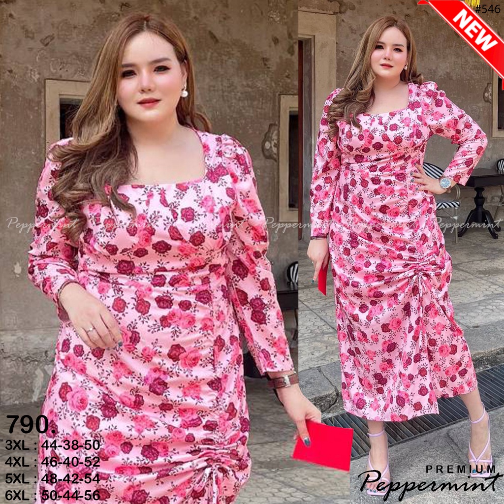 หมด งานพรีเมียม นำเข้า เดรสสาวอวบ กระโปรงทรงรูดหน้า Size XL-6XL Peppermint PlusSize (546 ...