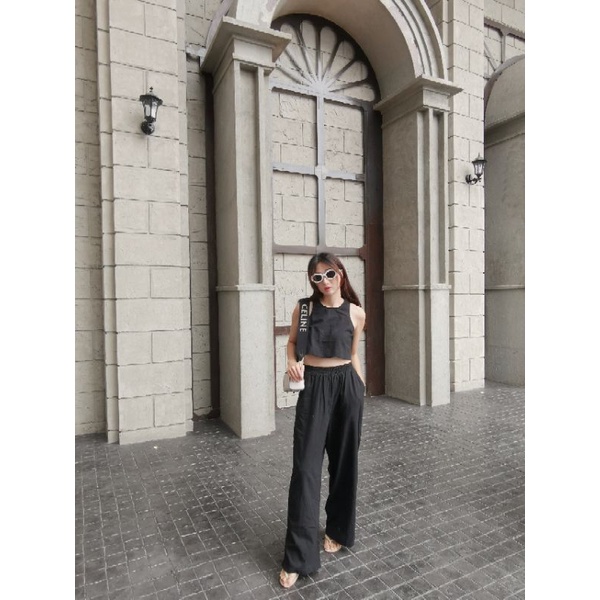 (โค้ด WJUFJP ลดทันที 50.-) Jolly Molly Crew Neck Linen set ชุดเซ็ทลินิน ...