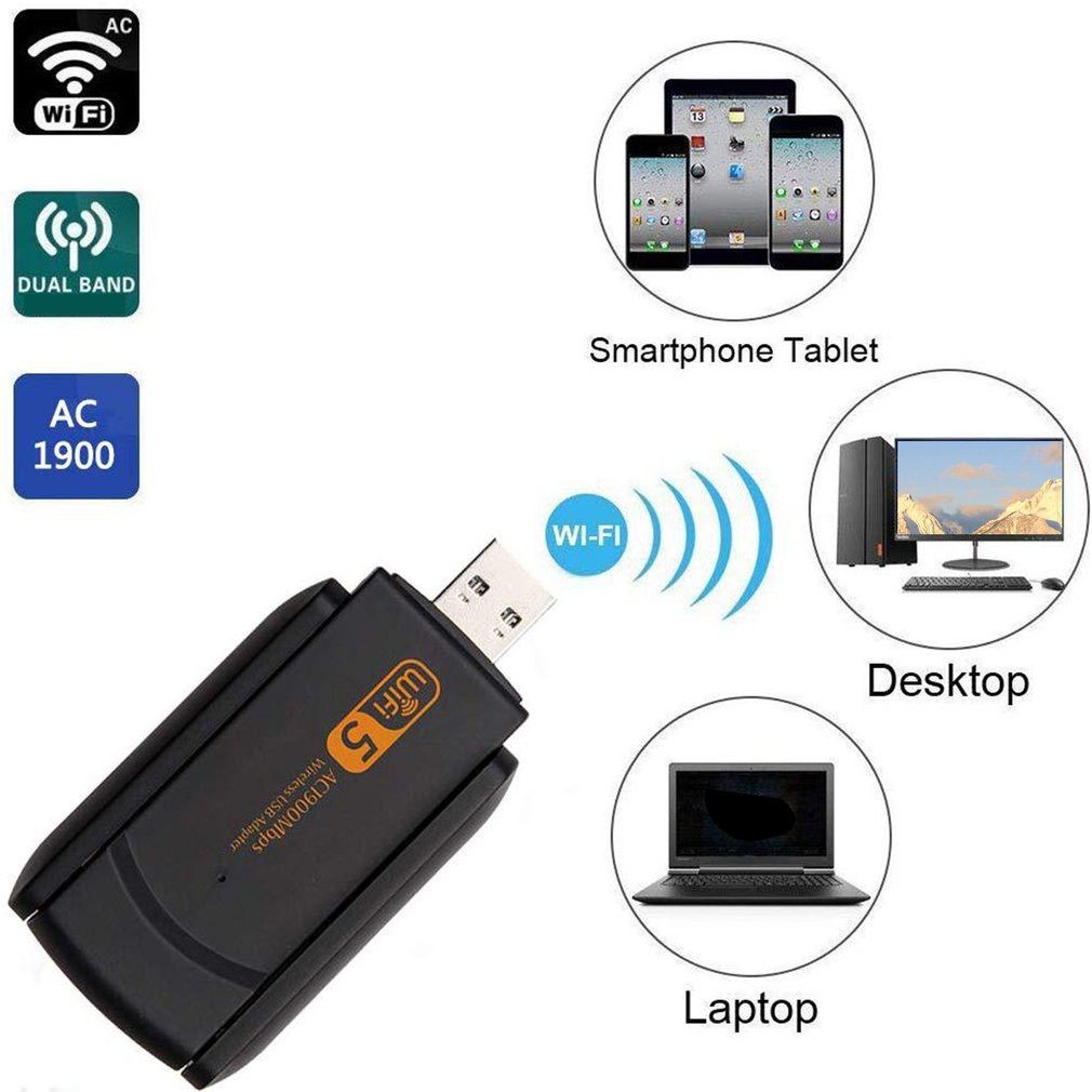 1900Mbps USB Wifi อะแดปเตอร์ 2.4Ghz + 5.8Ghz Dual Band Wi-Fi USB Dongle AC การ์ดเครือข่าย USB 3. ...