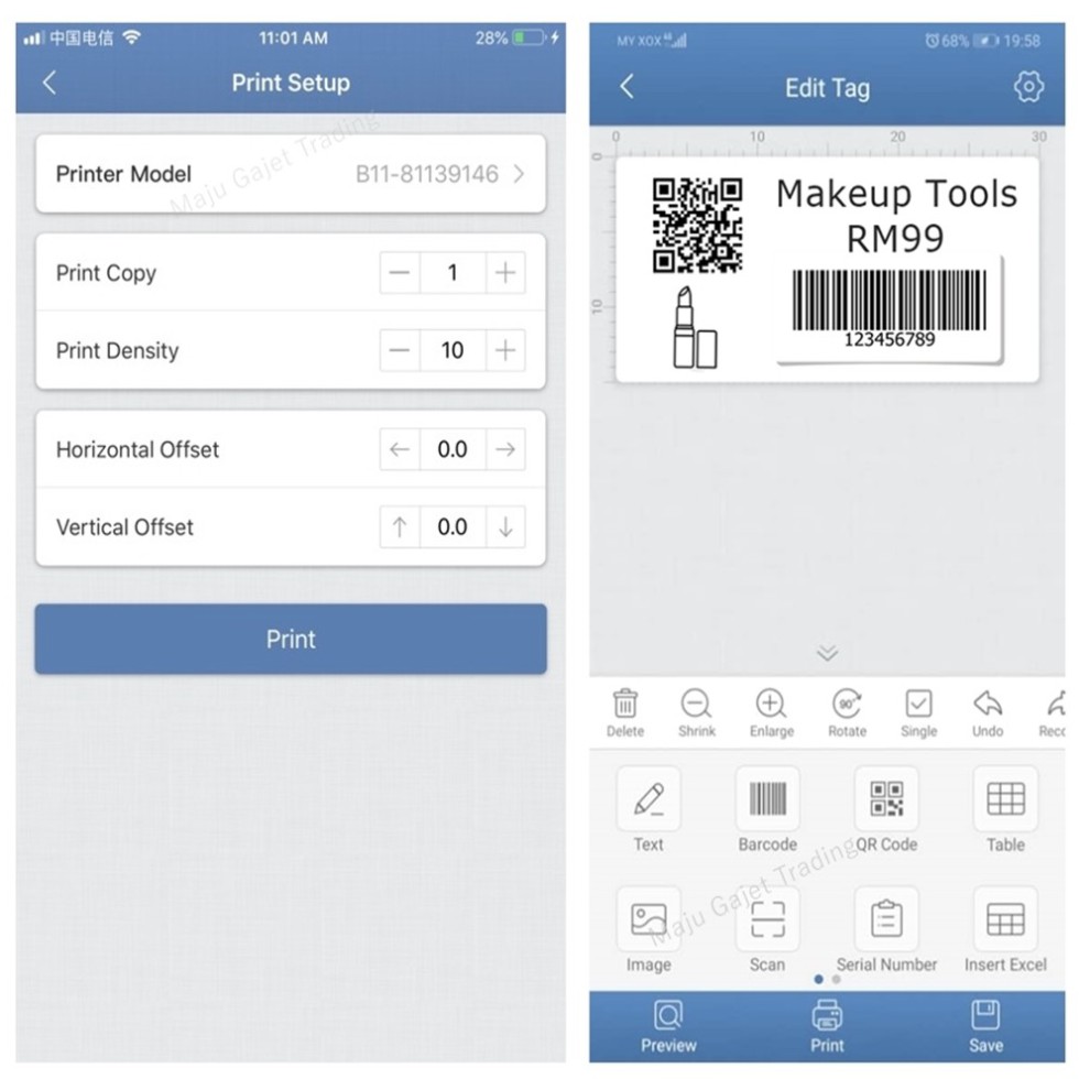 FREE STICKER D11 Printer Bluetooth Label Customize Sticker Thermal DIY ...