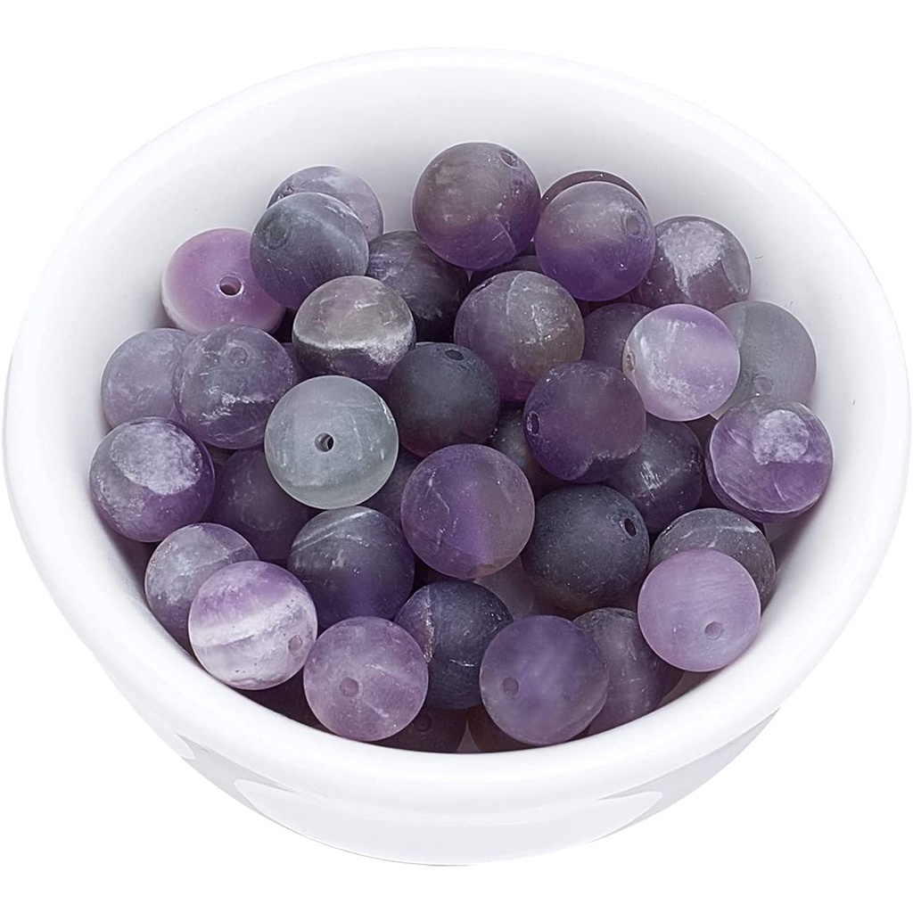 Beebeecraft 96 Pcs 8mm Frosted Natural Stone Beads Natural Amethyst ...