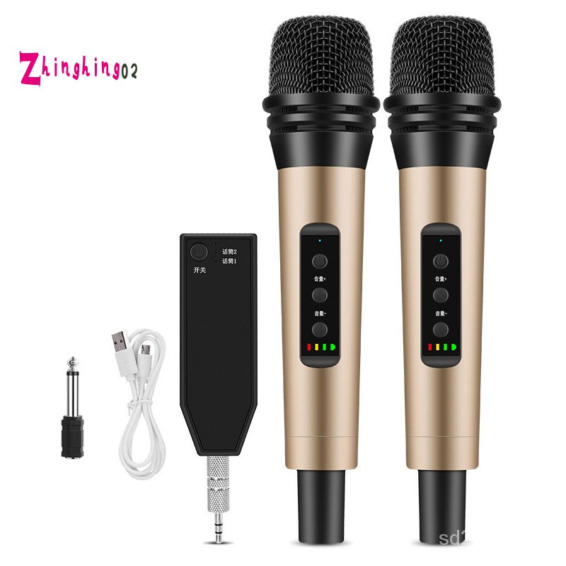 Wireless Microphone Audio UHF Dual Handheld Dynamic Microphone System ...