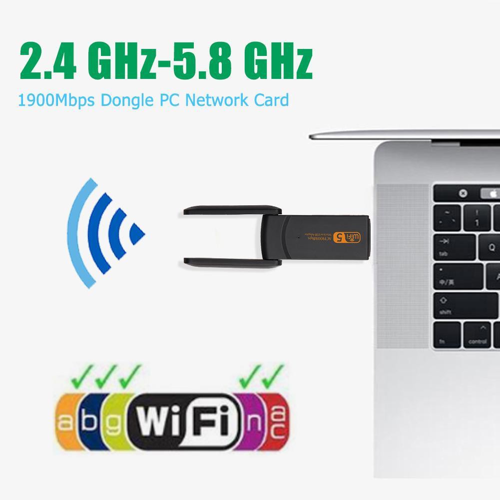 1900Mbps USB Wifi อะแดปเตอร์ 2.4Ghz + 5.8Ghz Dual Band Wi-Fi USB Dongle AC การ์ดเครือข่าย USB 3. ...